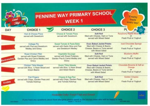 Lunch Menus | Pennine Way Primary School